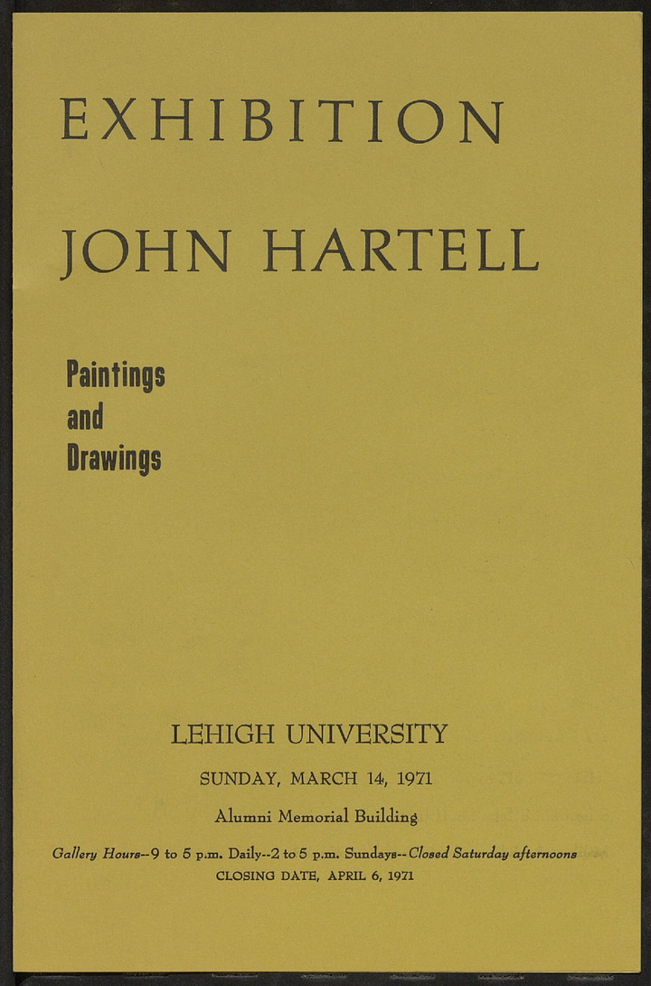 John Hartell Paintings and Drawings - Catalog | Lehigh Preserve