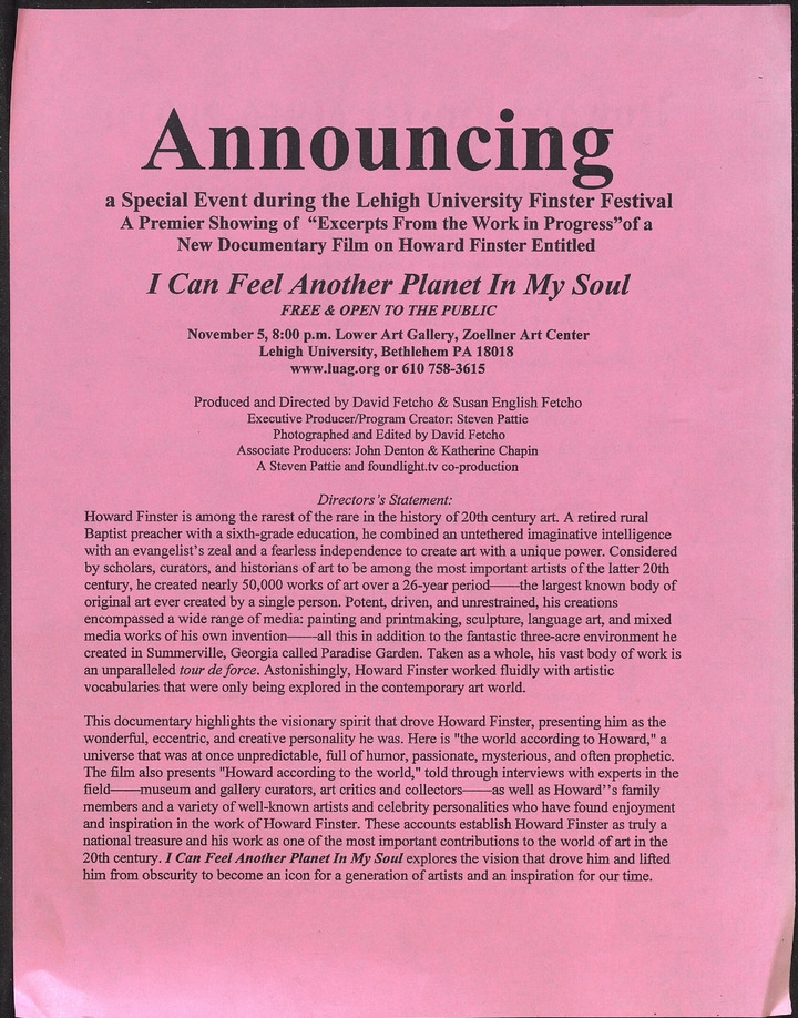Announcing I Can Feel Another Planet In My Soul - Announcement | Lehigh ...