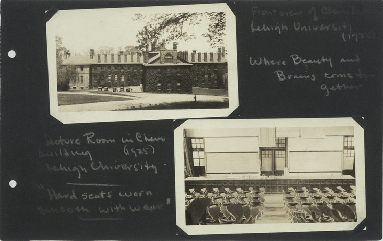 01. "Front view of Chem. Building, Lehigh University" 02. "Lecture Room ...