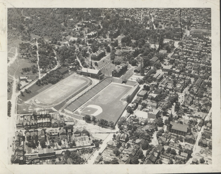Aerial view / Taylor Stadium and Field House | Lehigh Preserve