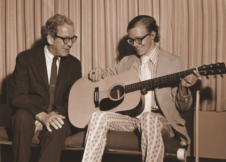 Christian Frederick Martin IV (holding guitar) with grandfather ...
