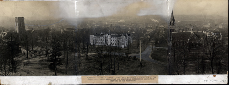 Campus 1927 with architect's rendering of Packard Laboratory in the ...