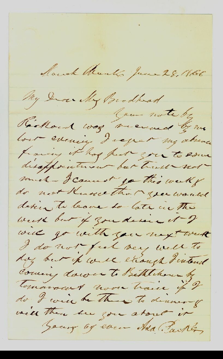[Letter] 1866 June 28, Mauch Chunk [to] Mr. Brodhead / Asa Packer ...