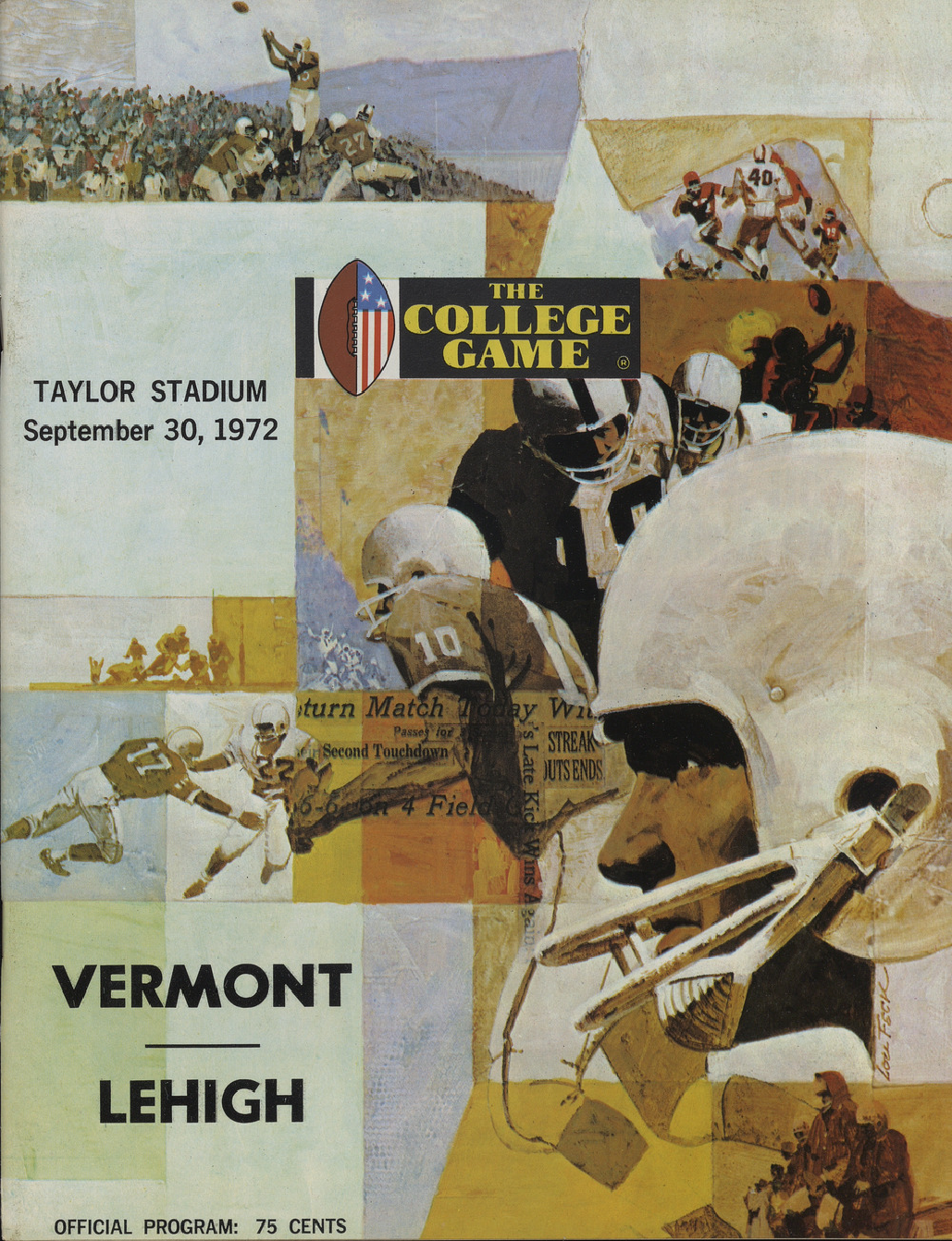 1972 Lehigh University Football Official Program, University of Vermont ...