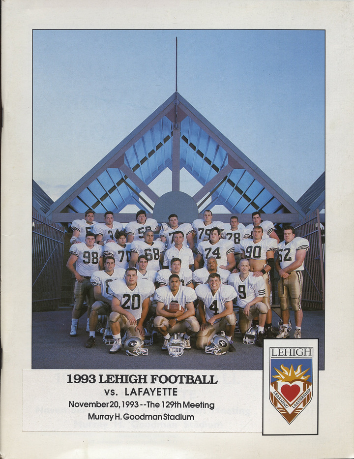 1993 Lehigh University Football Official Program, Lafayette College ...