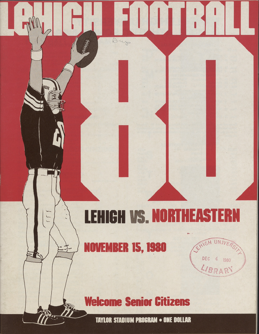 1980 Lehigh University Football Official Program, Northeastern ...