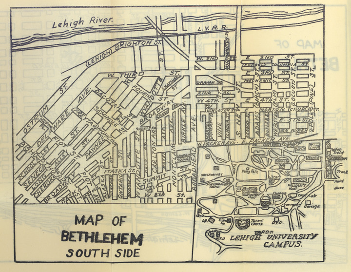 Map of South Bethlehem from 1928-1929 Lehigh students' hand-book ...
