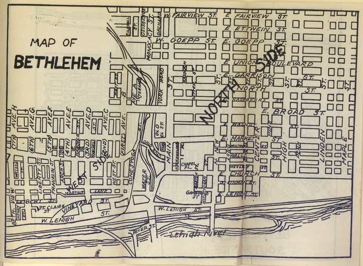 Map of North Bethlehem from 1921-1922 Lehigh students' hand-book ...