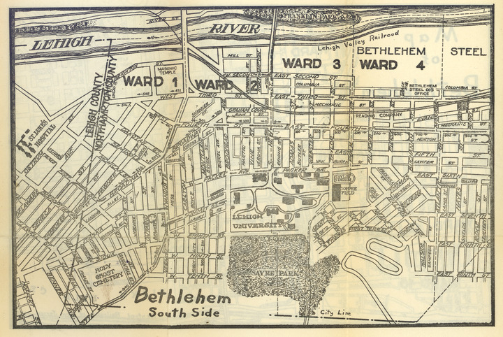 Map of South Bethlehem from 1930-1931 Lehigh students' hand-book ...