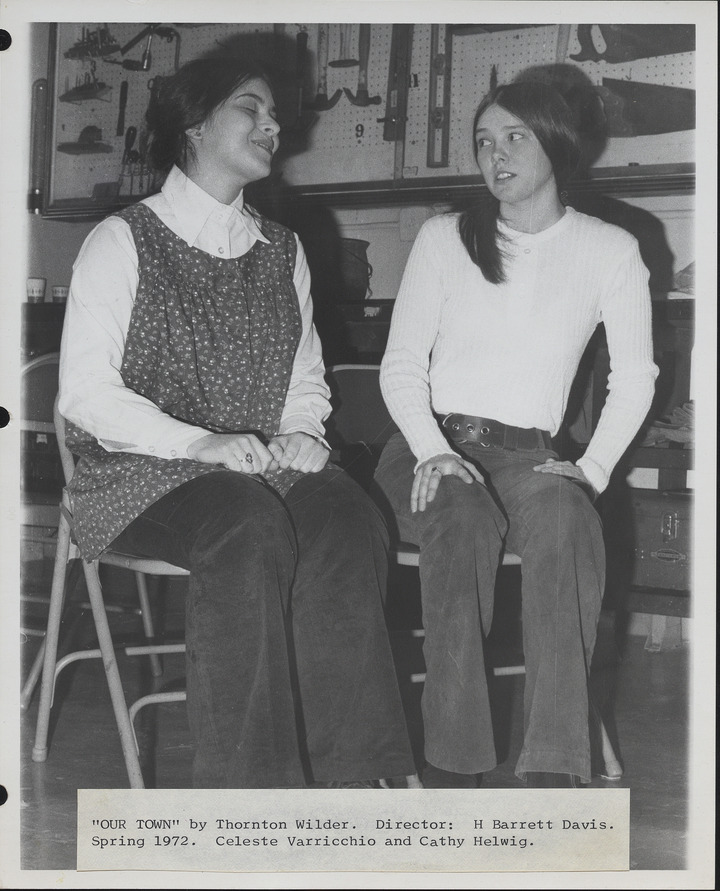 Black and white photo, caption reads Our Town by Thornton Wilder ...