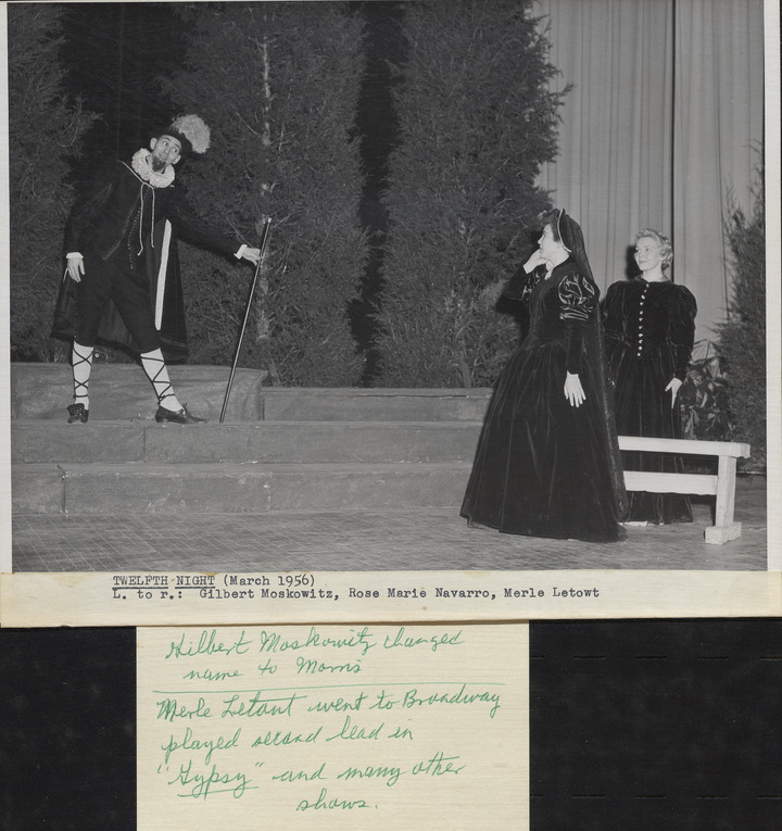 Black and white photo, typewritten caption reads Twelfth Night (March ...