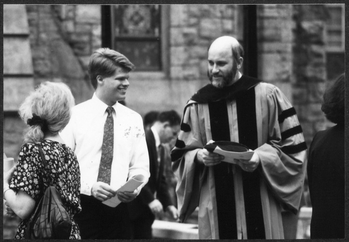 Ryan Holmquist '93 speaks with Professor Glenn Blank | Lehigh Preserve