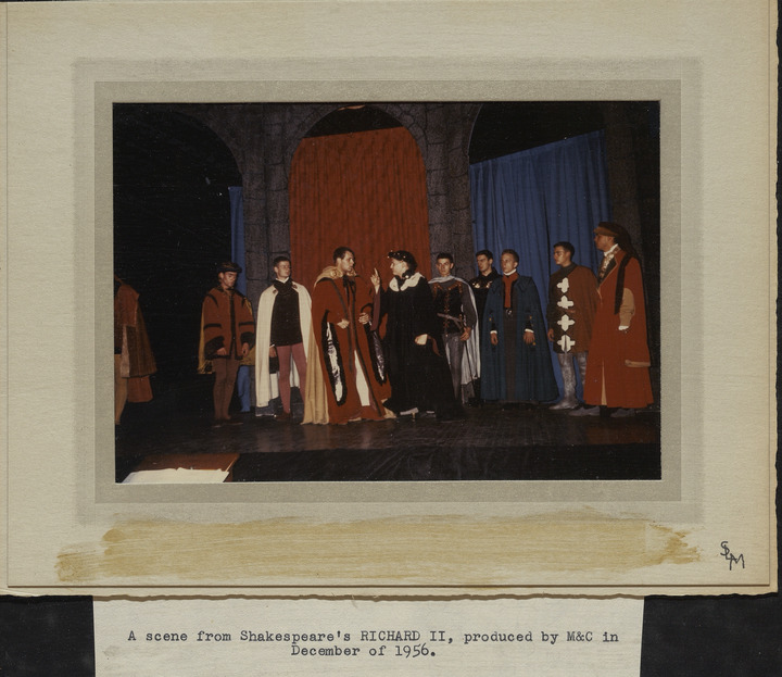 Framed color photo, caption reads A scene from Shakespeare s Richard II, produced by M & C in ...