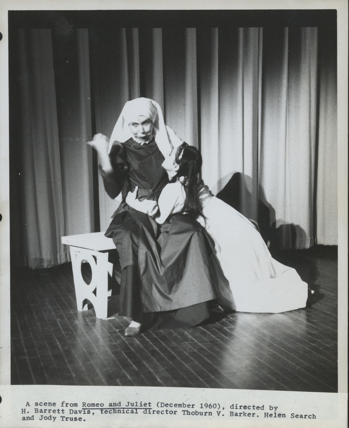 Black and white photo, caption reads A scene from Romeo and Juliet ...