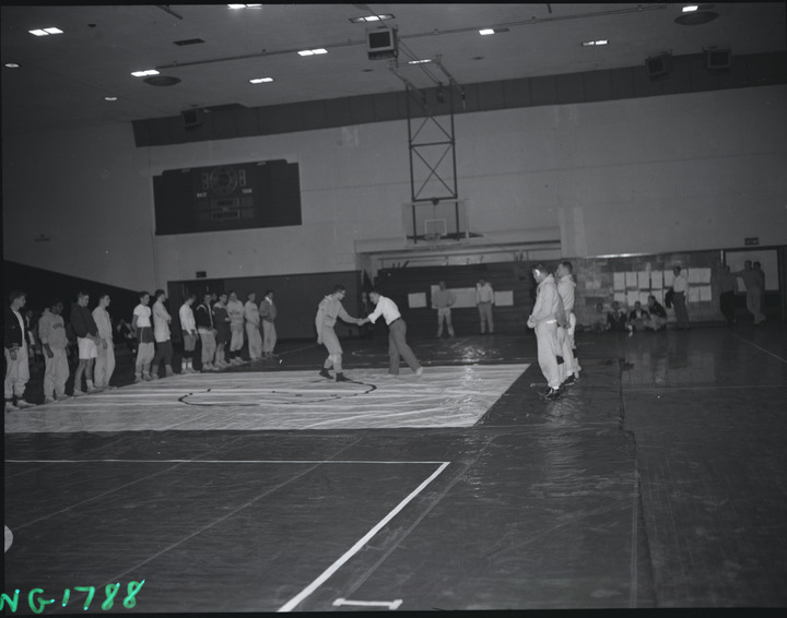 Group portrait / Taylor Gymnasiums / Intramural Wrestling; Fite Night ...