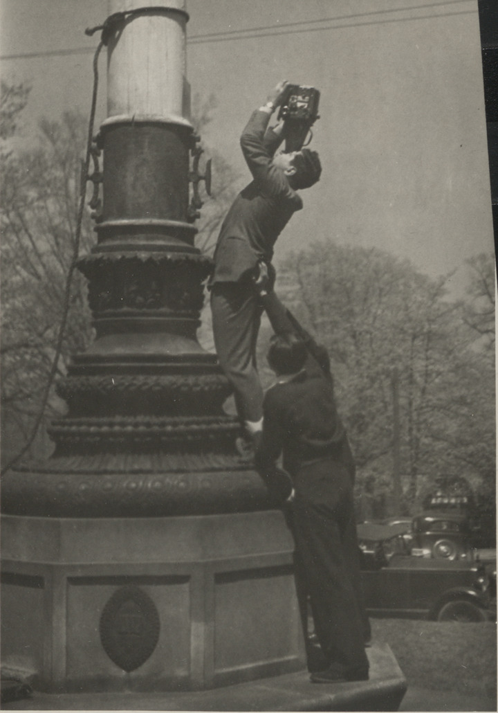 Photographer at the base of the flag pole | Lehigh Preserve