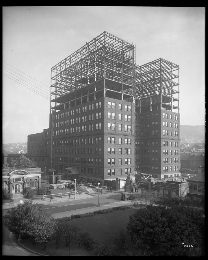 Six floors of structural steel on top of Main Office | Lehigh Preserve