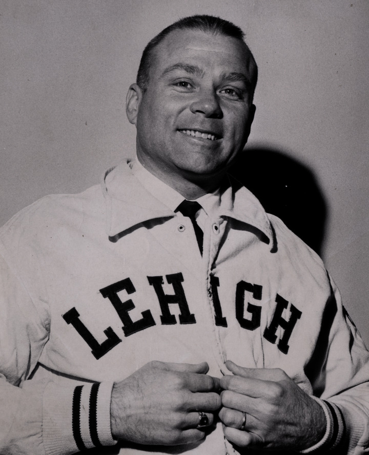 Coach Fred Dunlap with a Lehigh jacket | Lehigh Preserve