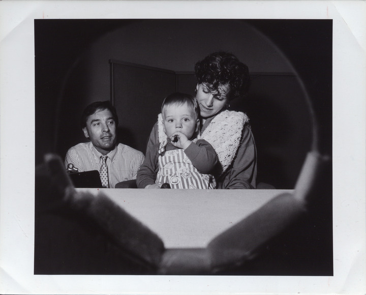Roger Phillips, with baby and mother during a psychology experiment ...