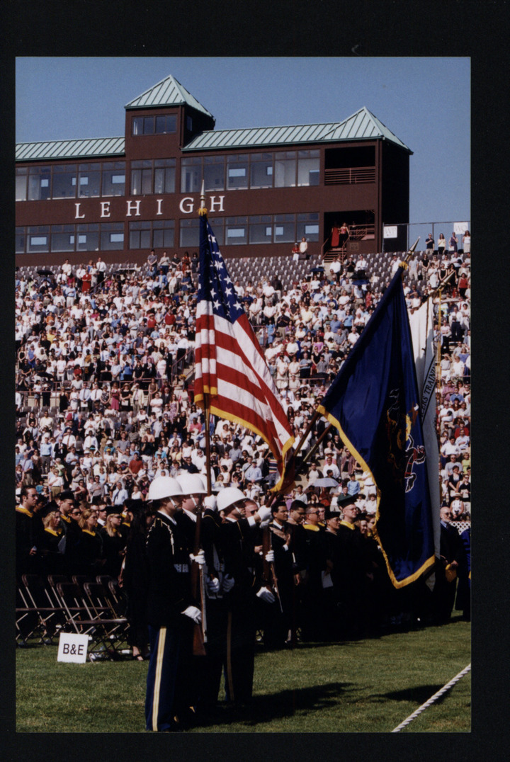 Uniform men holding flags | Lehigh Preserve