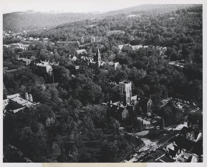 Aerial view / Packer Hall, the University Center; Alumni Memorial ...