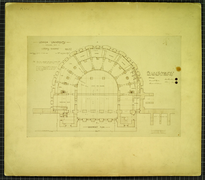 Scaled drawing of Linderman Library Basement Plans / 1876 | Lehigh Preserve