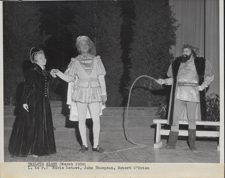 Black and white photo, typewritten caption reads Twelfth Night (March ...