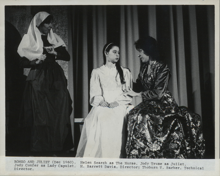 Black and white photo, caption reads ROMEO AND JULIET (Dec 1960). Helen ...