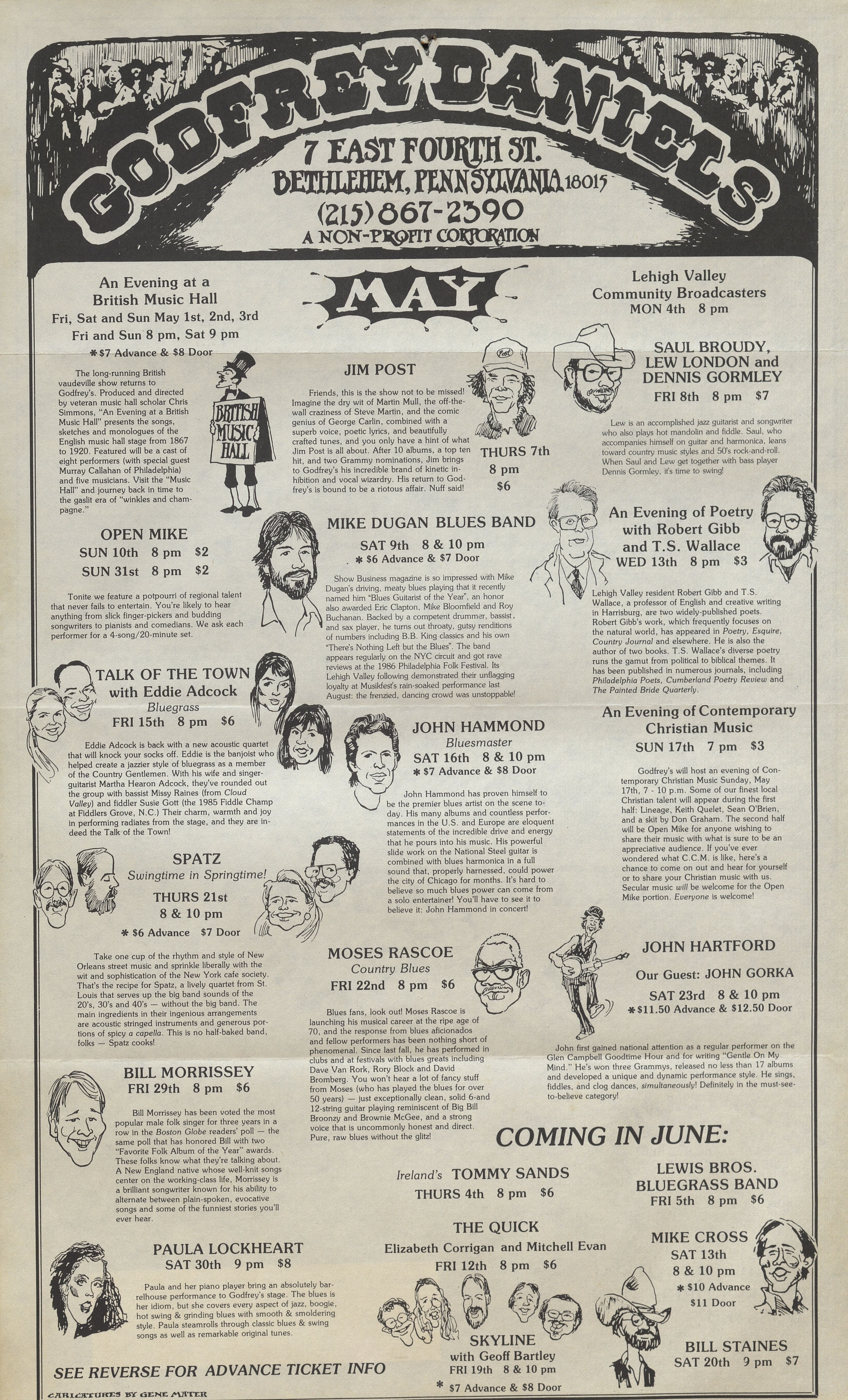 Godfrey Daniels Event Poster, May 1987 | Lehigh Preserve
